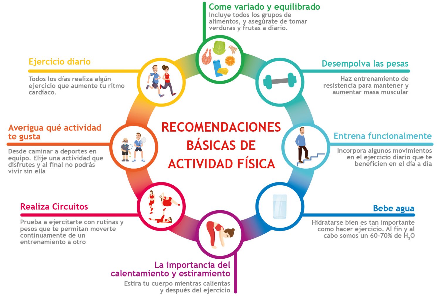 Recomendaciones básicas y calendario semanal de actividad física