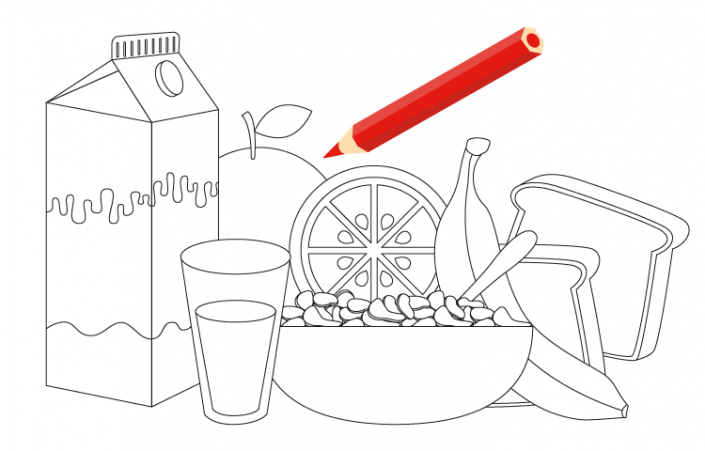 Desayunos saludables para colorear, recortar y aprender